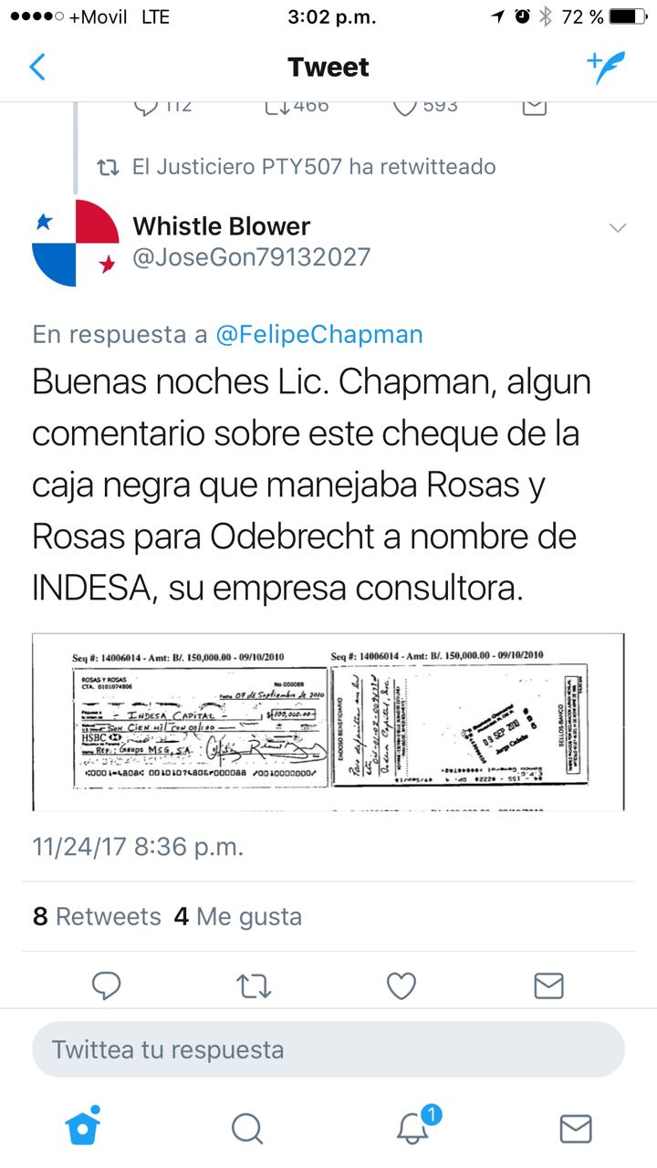 Indesa reconoce que recibió un cheque de Rosas & Rosas – En Segundos Panama